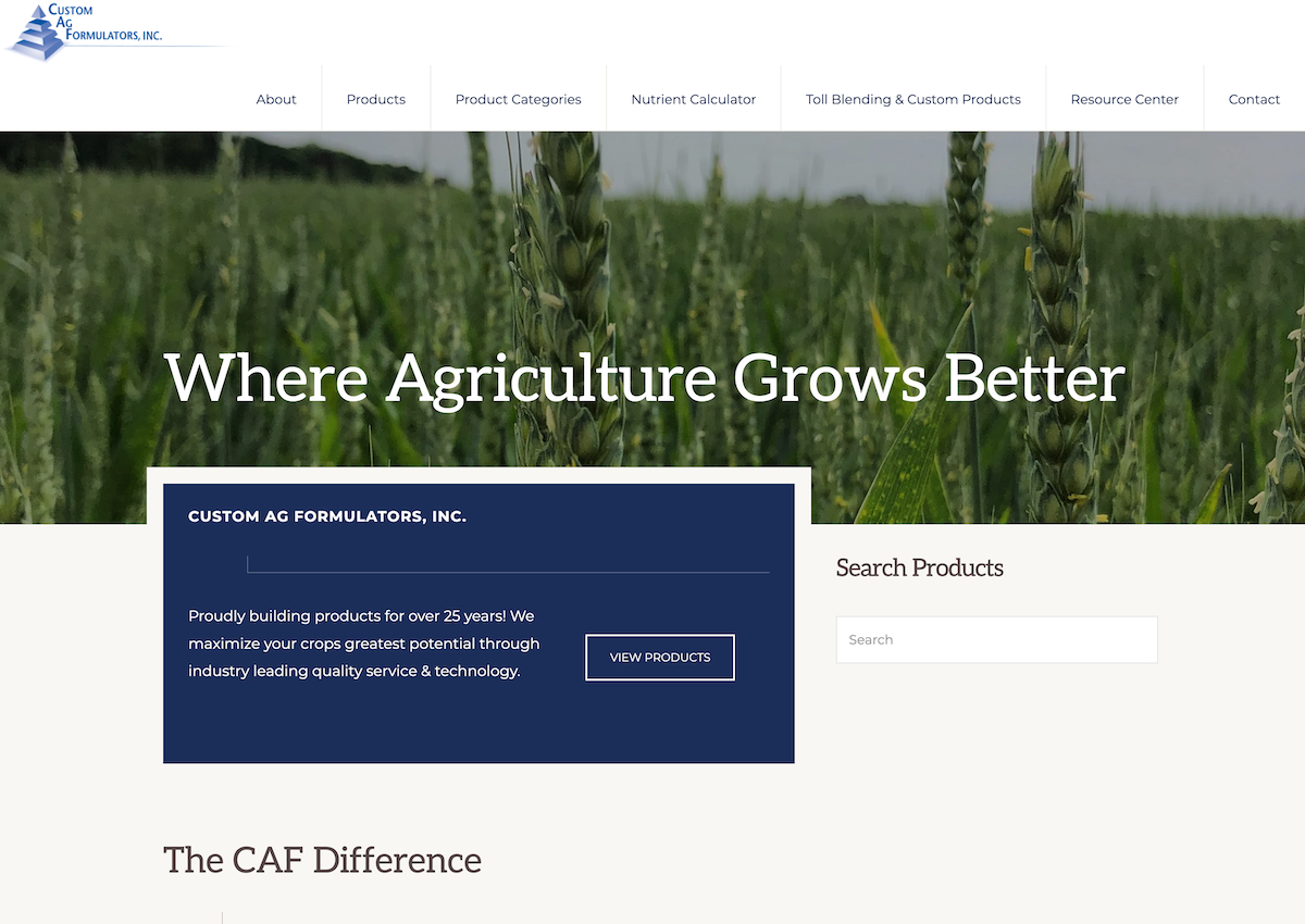 Custom Ag Formulators | A Premium WordPress Website by imFORZA